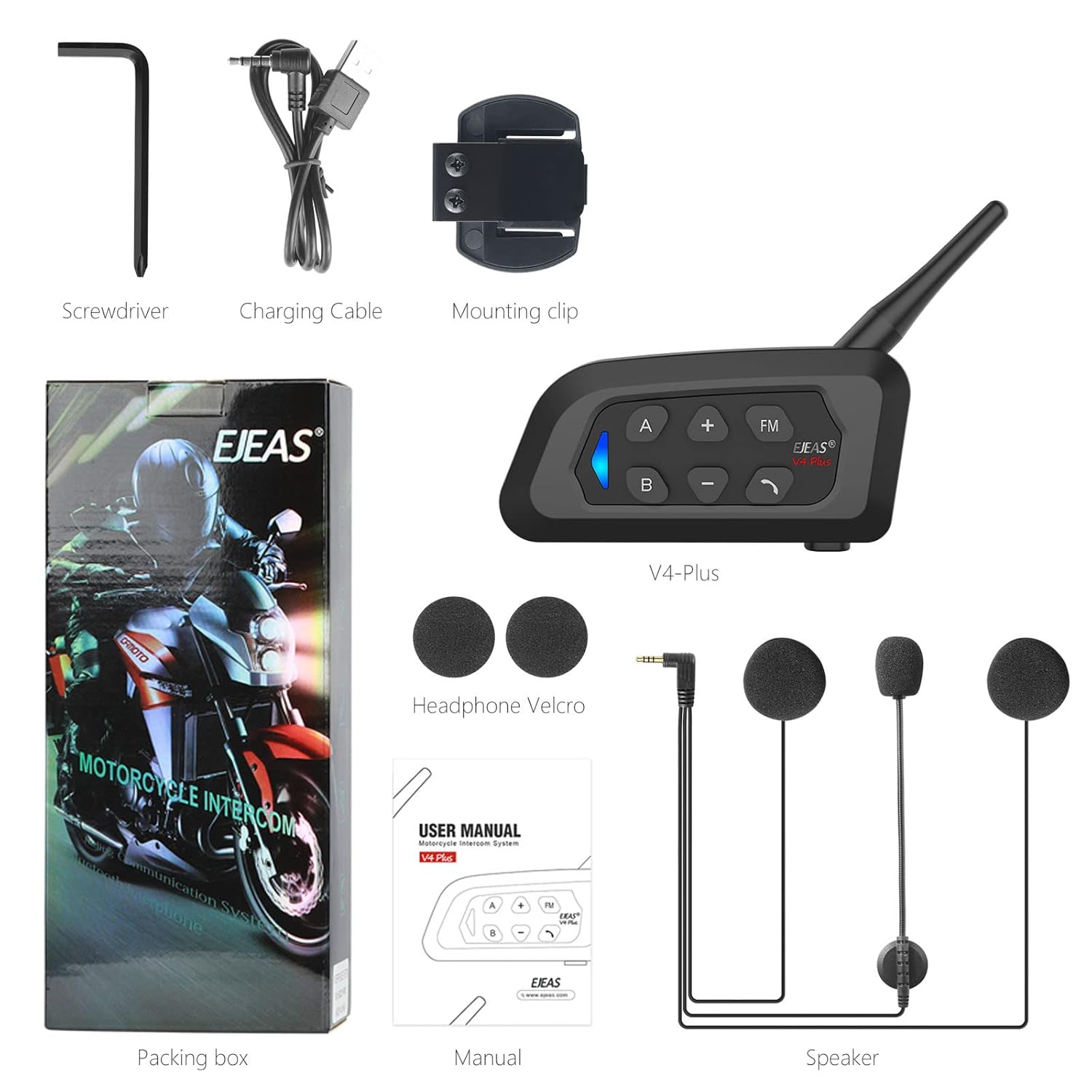 EJEAS E6 Series Helmet Intercom Bluetooth Connectivity With Noise Canc ...